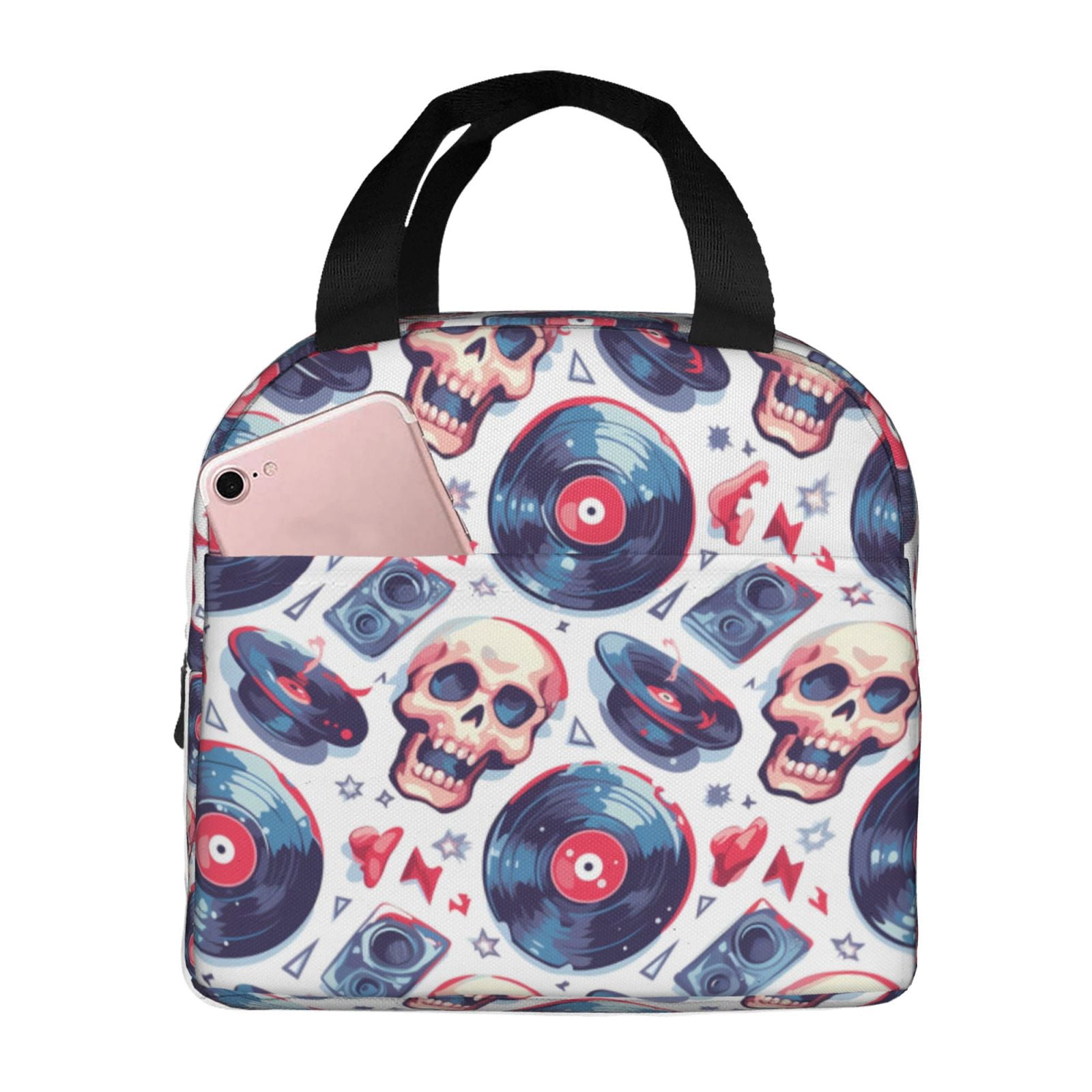 Lukts record rock music Skull Print Lunch Bag Lunch Box for Women Men ...