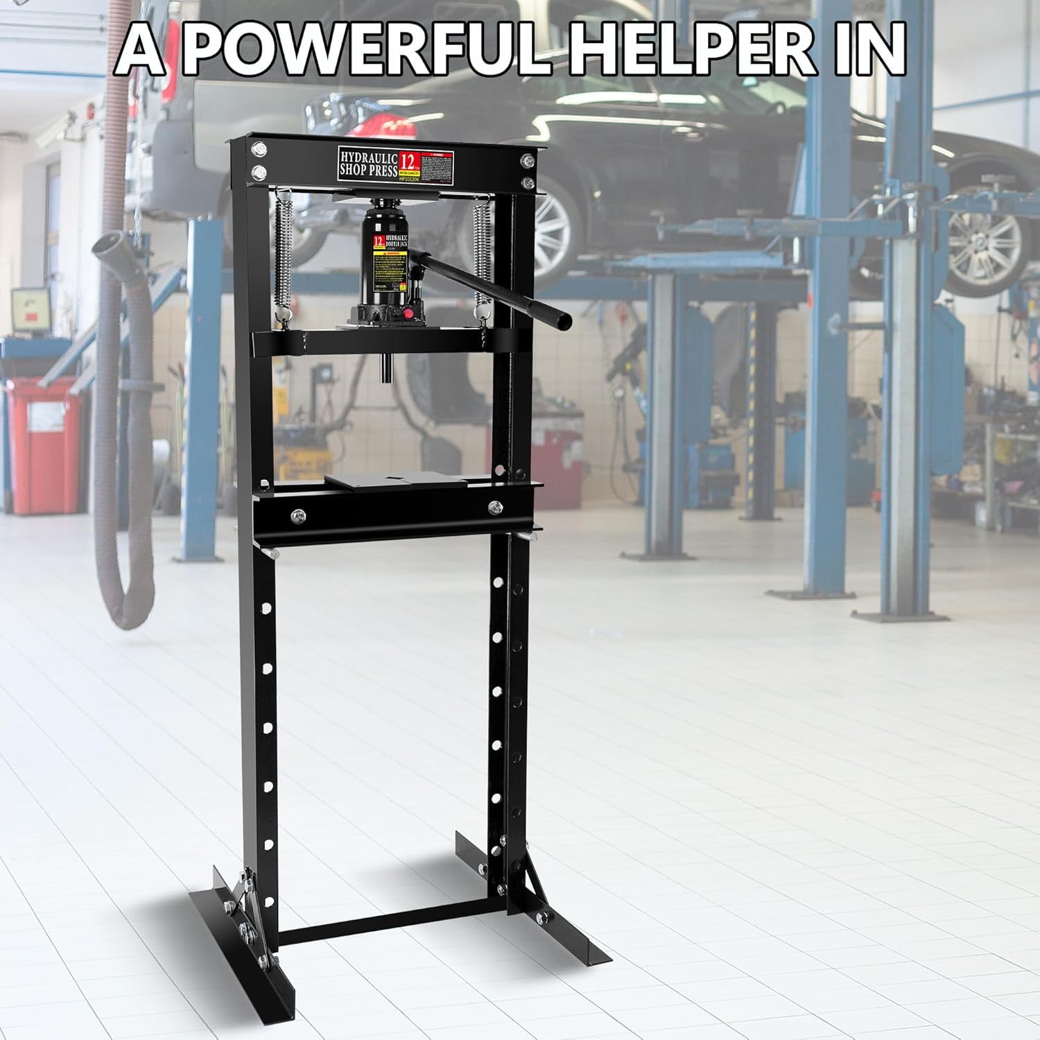 Luku 12 Ton Hydraulic Shop Press - Sturdy Adjustable H-Frame Press for Garage & Metalworking ...