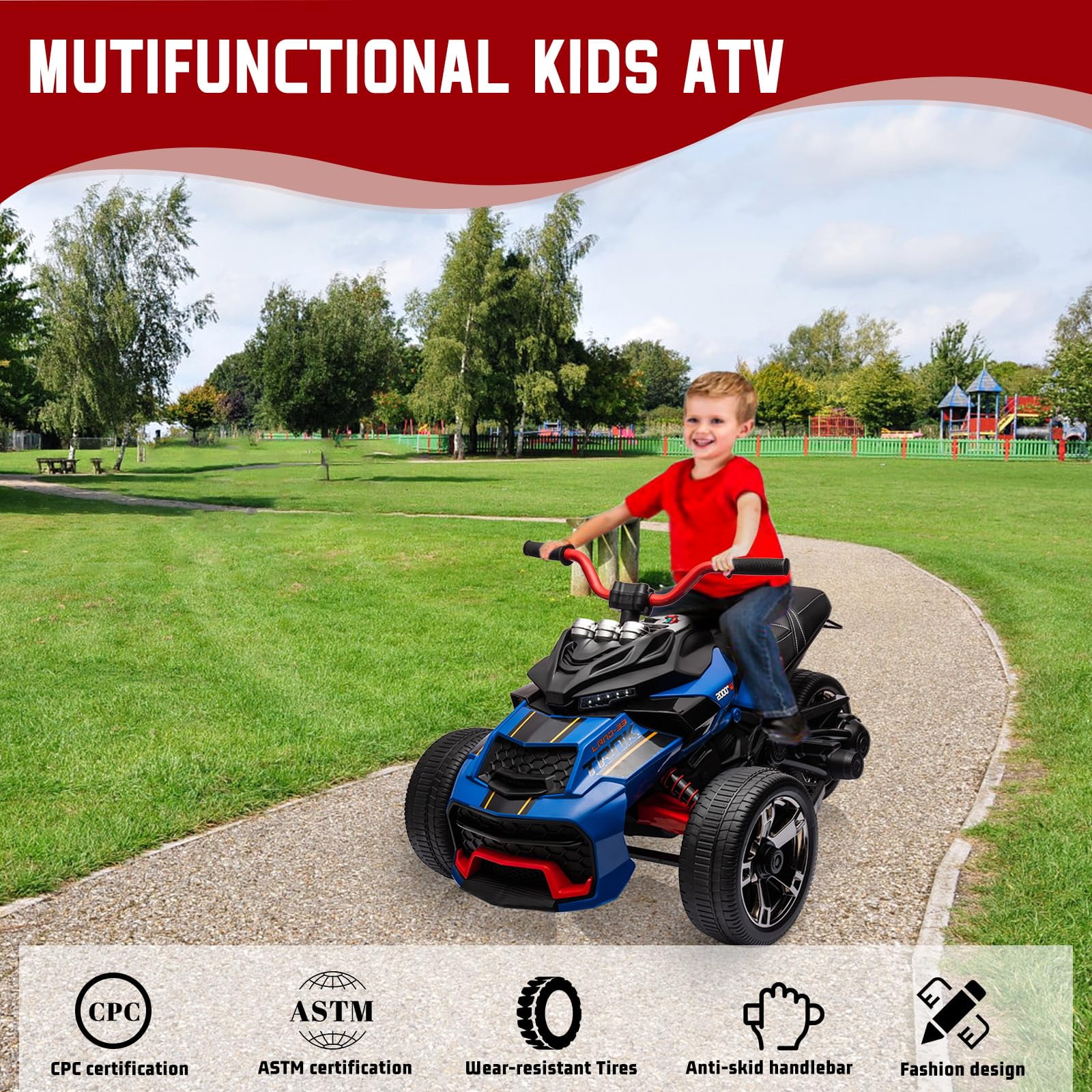 Luku 12V 3-Wheeler Kids Electric ATV Motorcycle, Remote Control, Dual ...