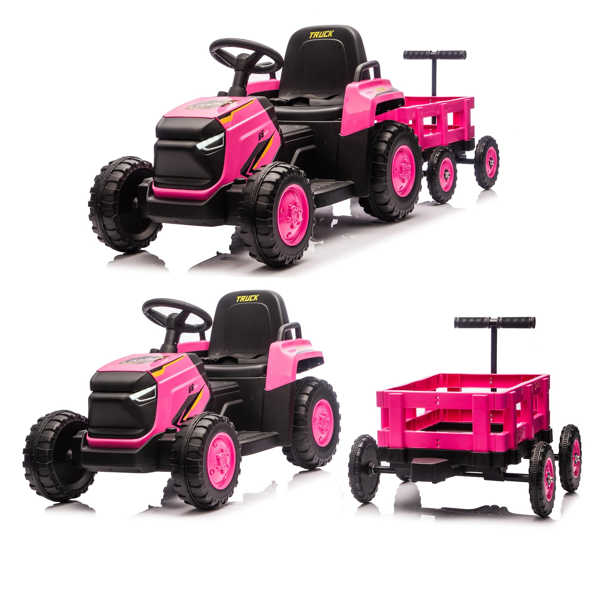 Luku 12V Kids Ride on Tractor with Detachable Trailer, Remote Control ...