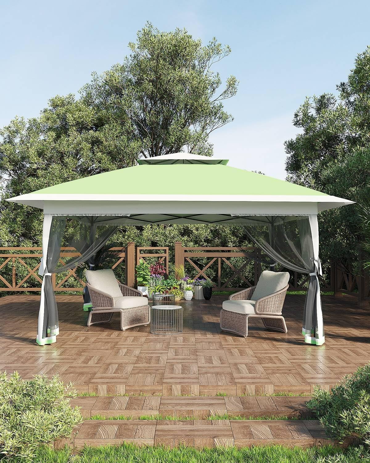 Luku 13x13FT Pop Up Gazebo, Canopy Tent with Mosquito Netting - Outdoor ...