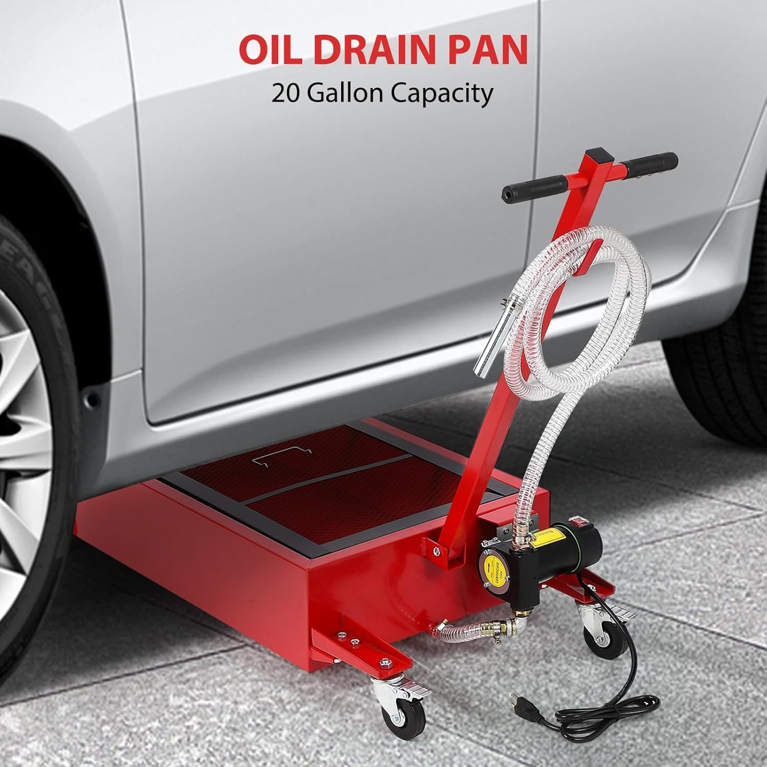 Luku 18 Gallon Low Profile Electric Oil Drain Cart with 110V Pump, 8FT ...