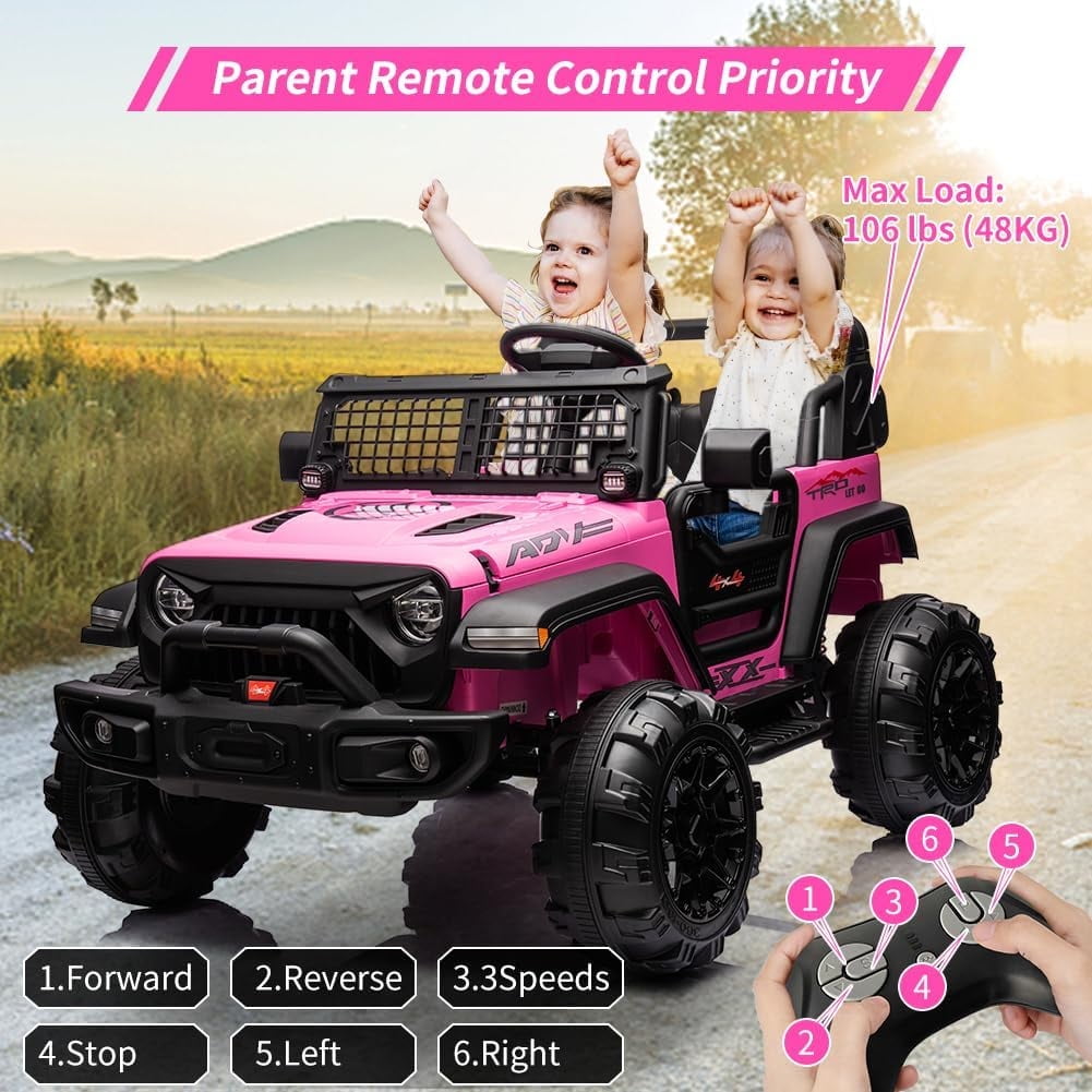 Luku Dual Motor 24V 2-Seater Electric Ride-On Car - Fun & Safe Outdoor ...