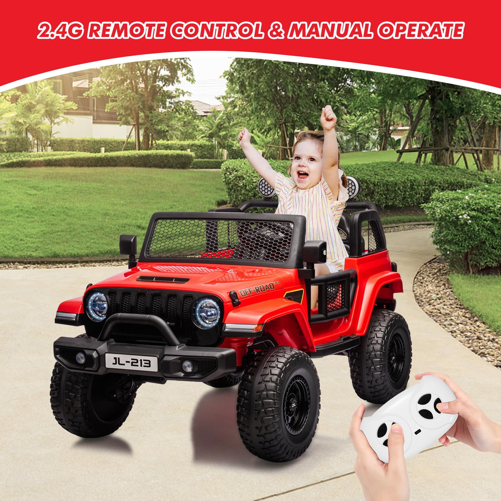 Luku 24V 2-Seater Kids Ride-On Truck, Switchable 2WD/4WD, Remote ...
