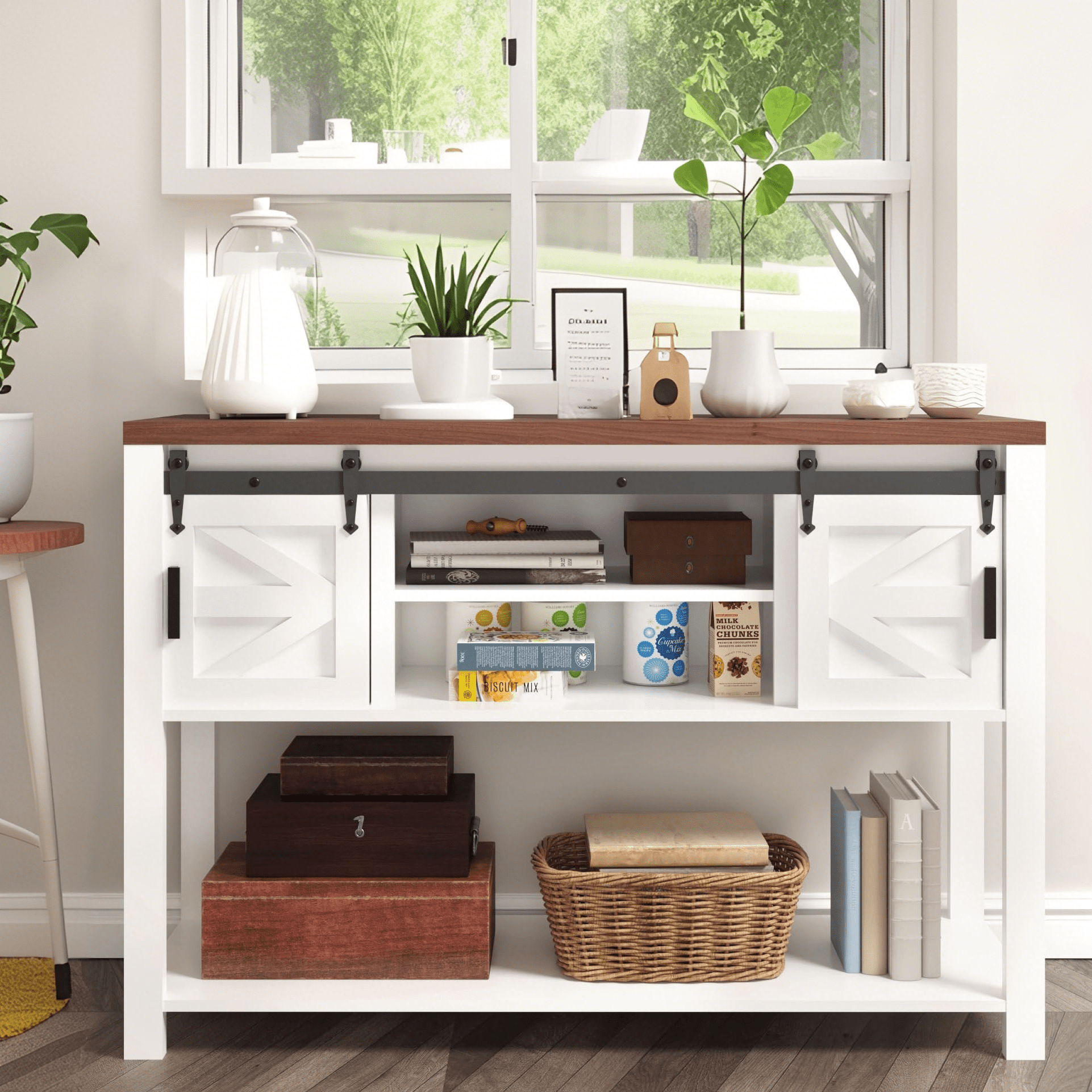 Luku 47 Inch Rustic Farmhouse Console Table, Entryway Sofa Table with ...