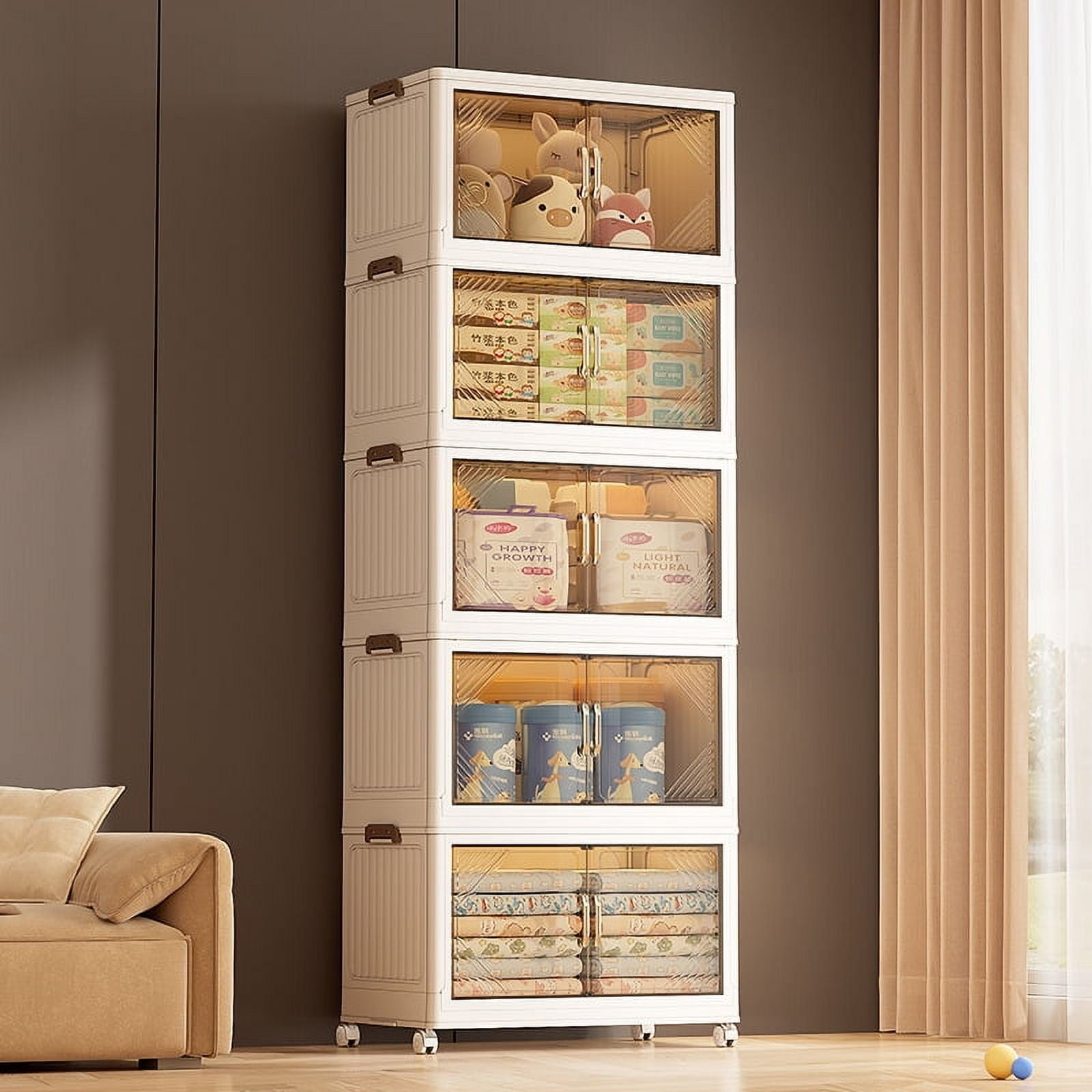 Luku 5 Tier Plastic Storage Boxes with Lid, Stackable Storage Boxes ...
