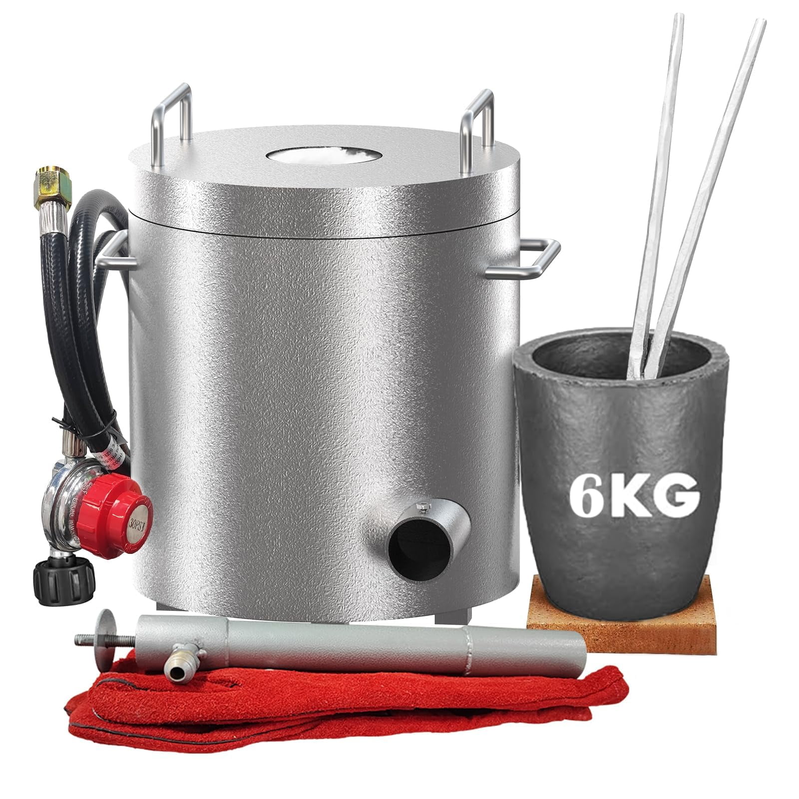 Luku 6kg Stainless Steel Propane Melting Furnace Kit with Crucible and Tongs Complete Home ...