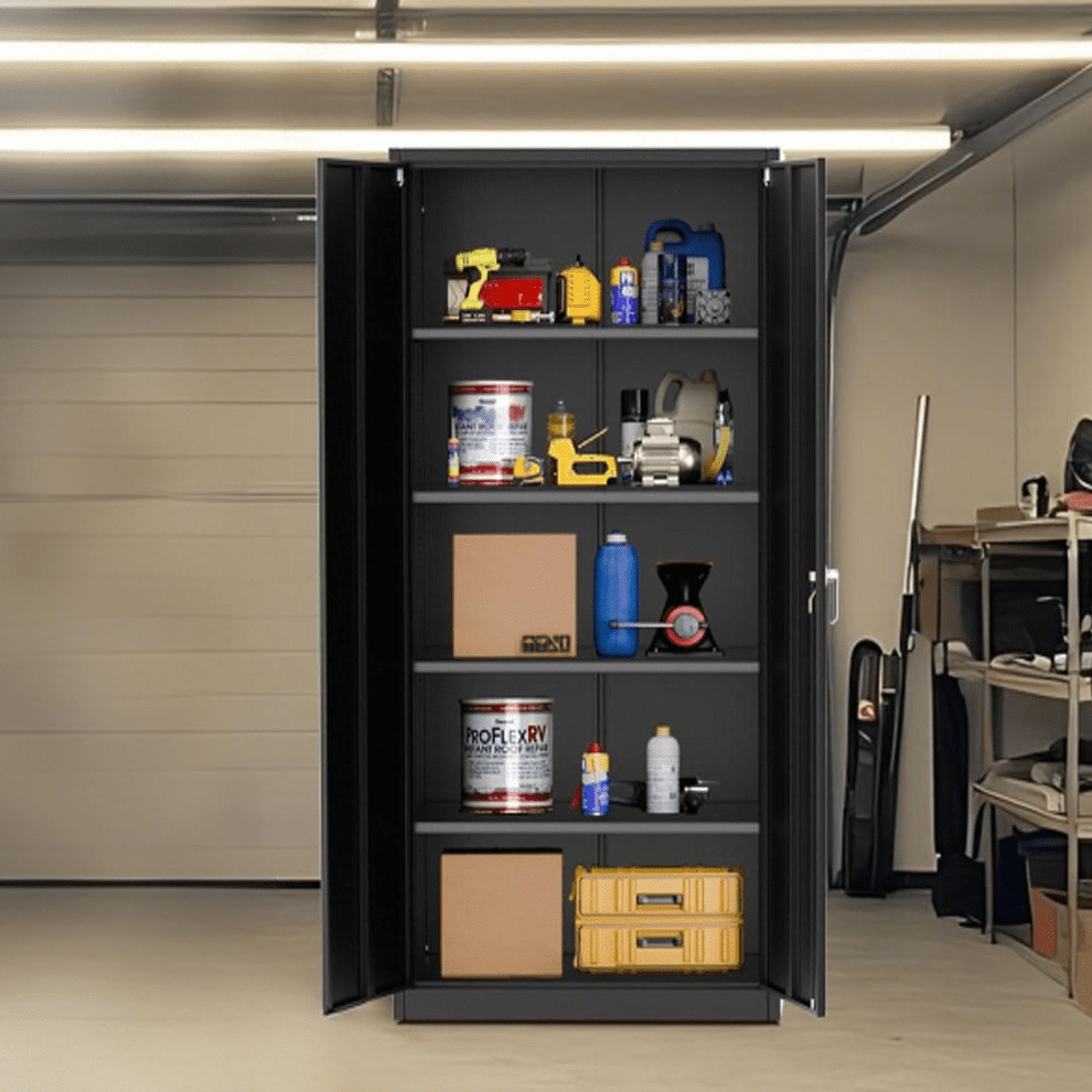 Luku 71 Inch Tall Metal Storage Cabinet with Lock, Adjustable Shelves ...