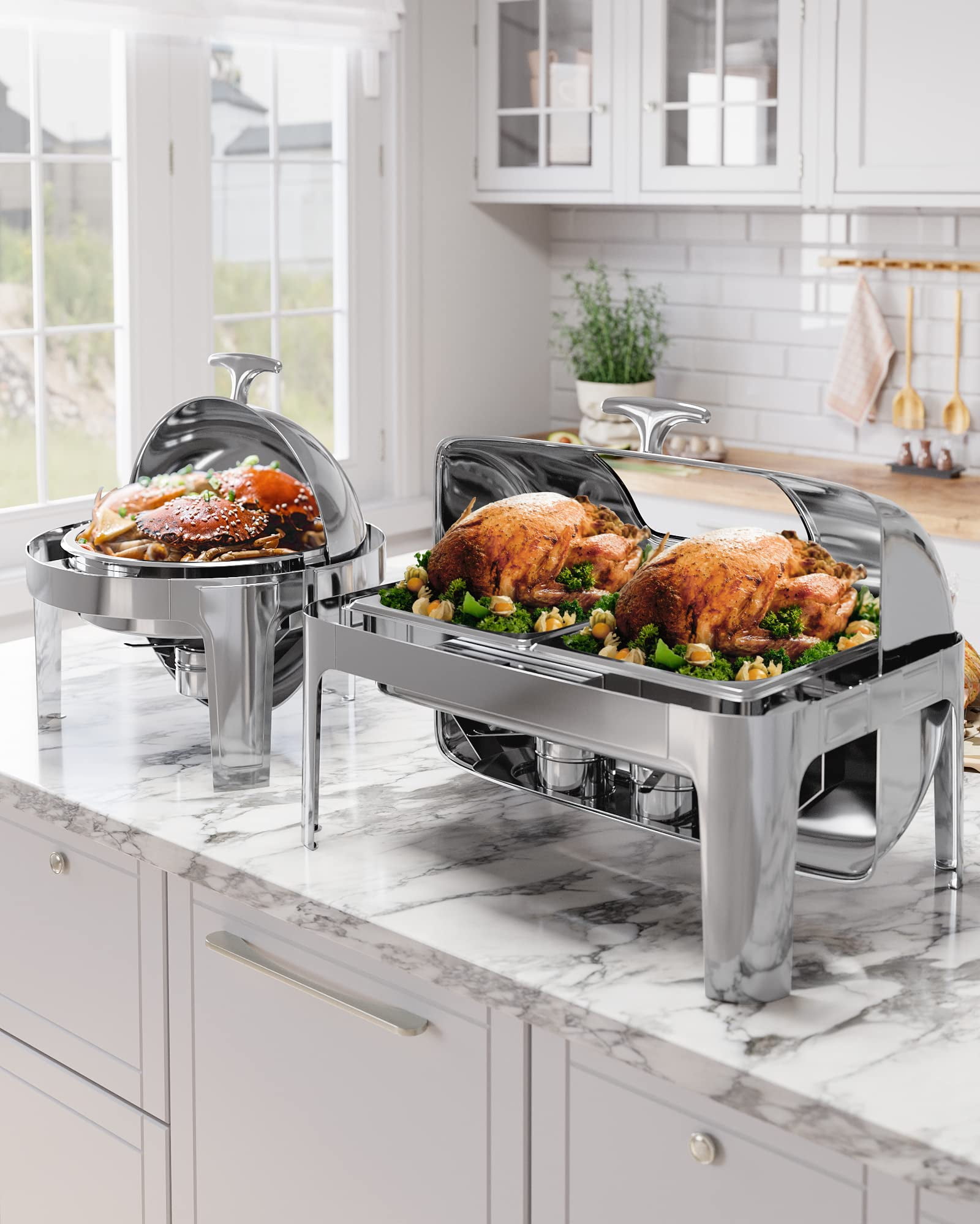 Luku 9QT Roll Top Chafing Dish Buffet Set, Stainless Steel Buffet ...