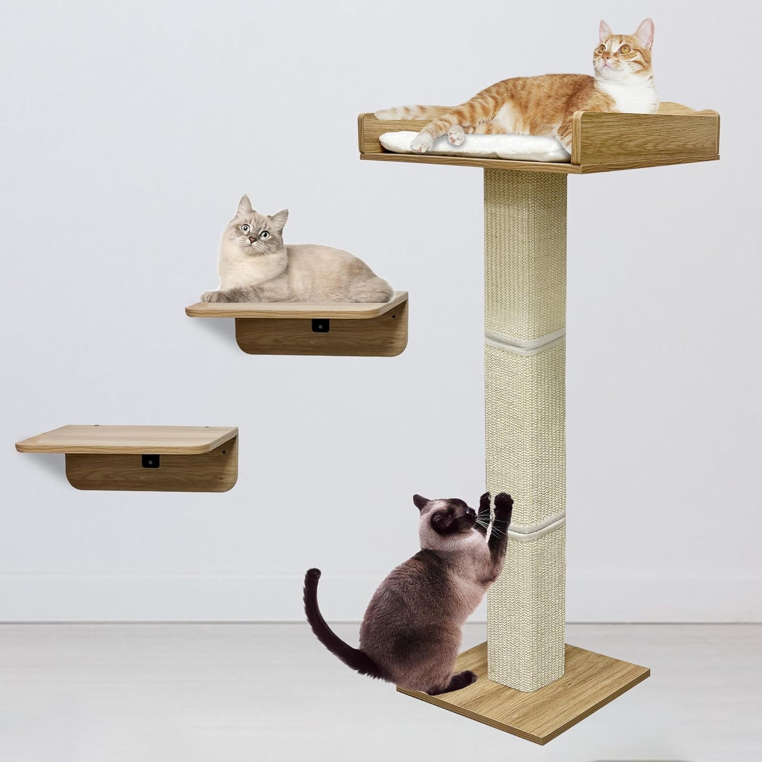 Luku Cat Window Perch with Tall Scratching Posts, 2 Platforms & Hammock ...