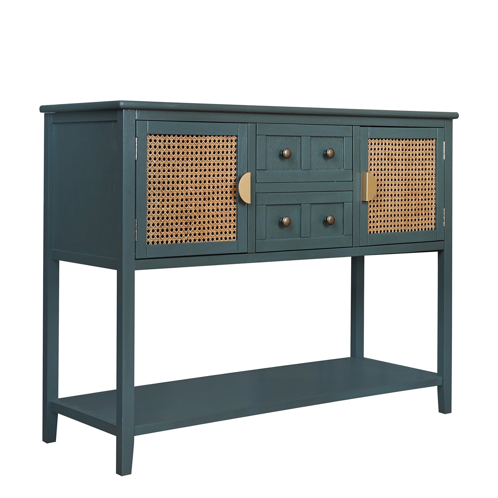 Luku Console Table with Rattan Storage Drawers, Wood Small Tables for Entryway Bedroom Hallway ...