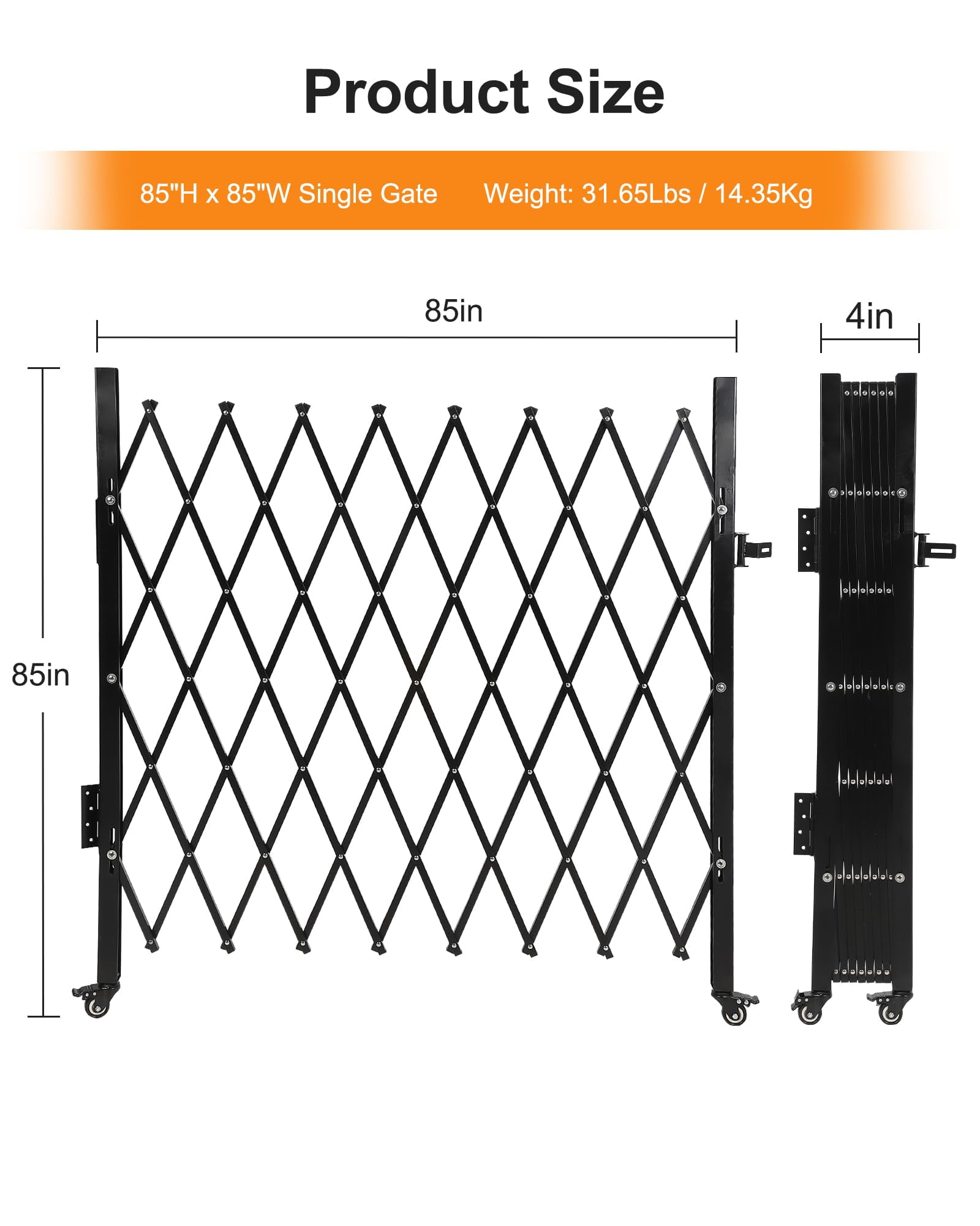 Luku Double Folding Security Gate, 61" H x 122" W Flexible Expanding ...
