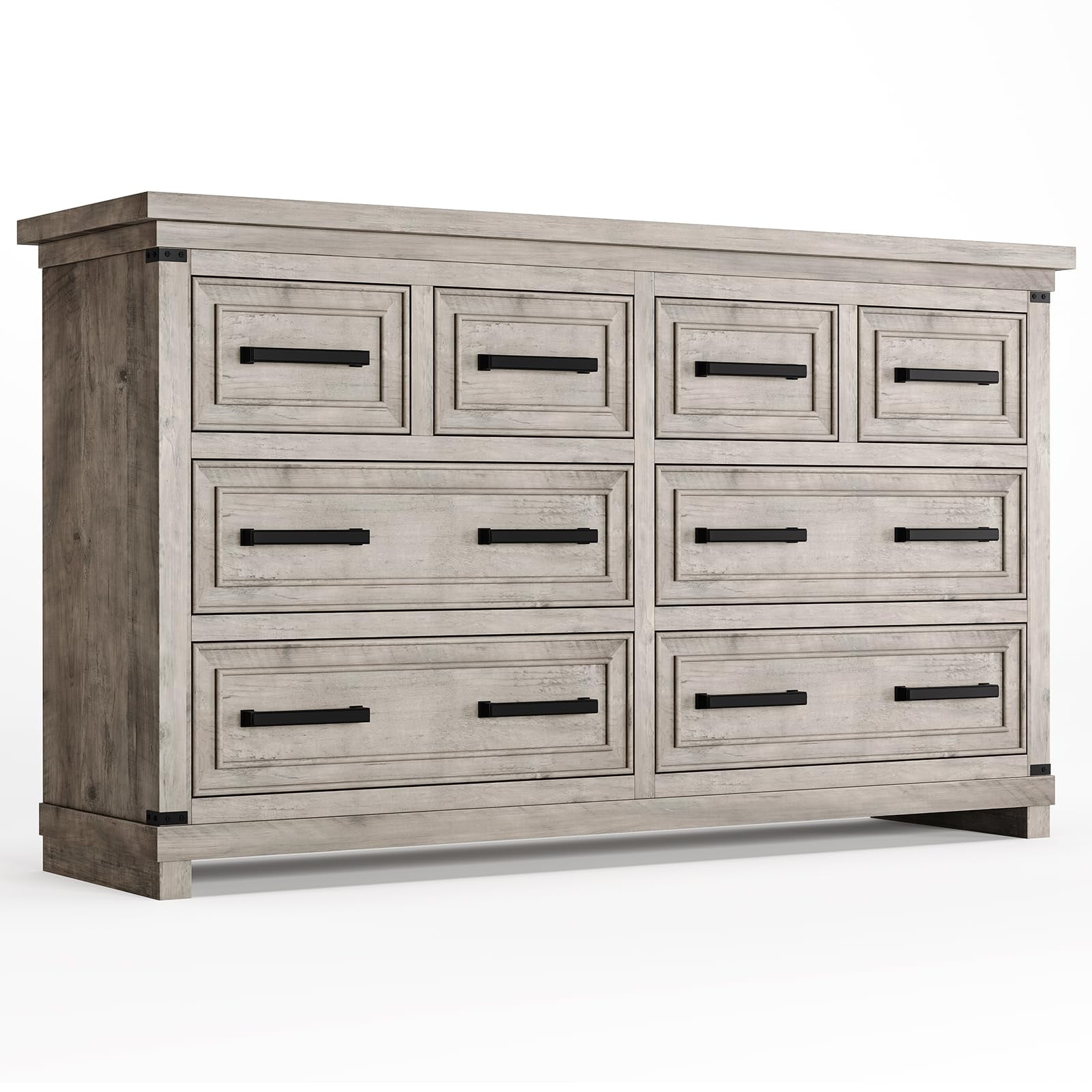 Luku Farmhouse 8 Drawer Dresser for Bedroom, 55” Rustic Wood Chest of ...
