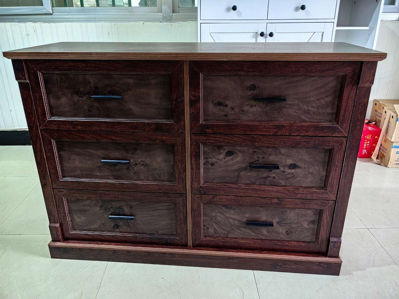 Luku Farmhouse Roman Column 6 Drawer Dresser, Mid-Century Modern ...