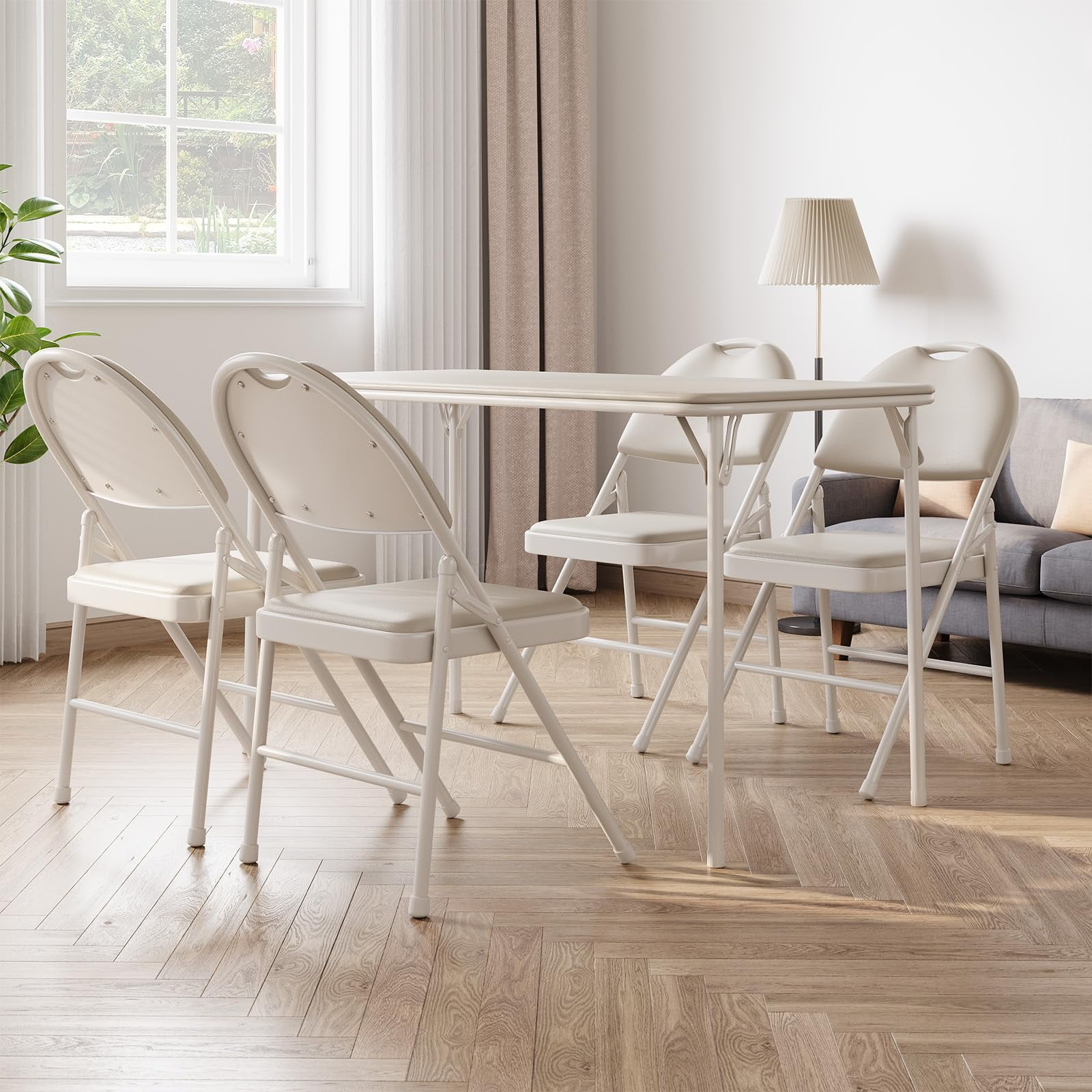 Luku Folding Table and Chairs 5 Piece, Portable Folding Card Table and ...