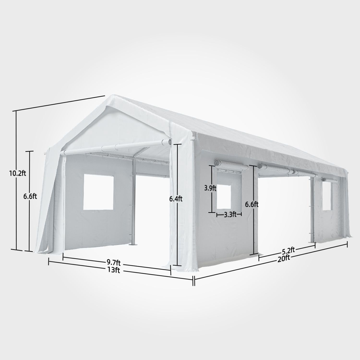 Luku Heavy Duty Portable Carport Garage, Galvanized Steel Frame, All ...