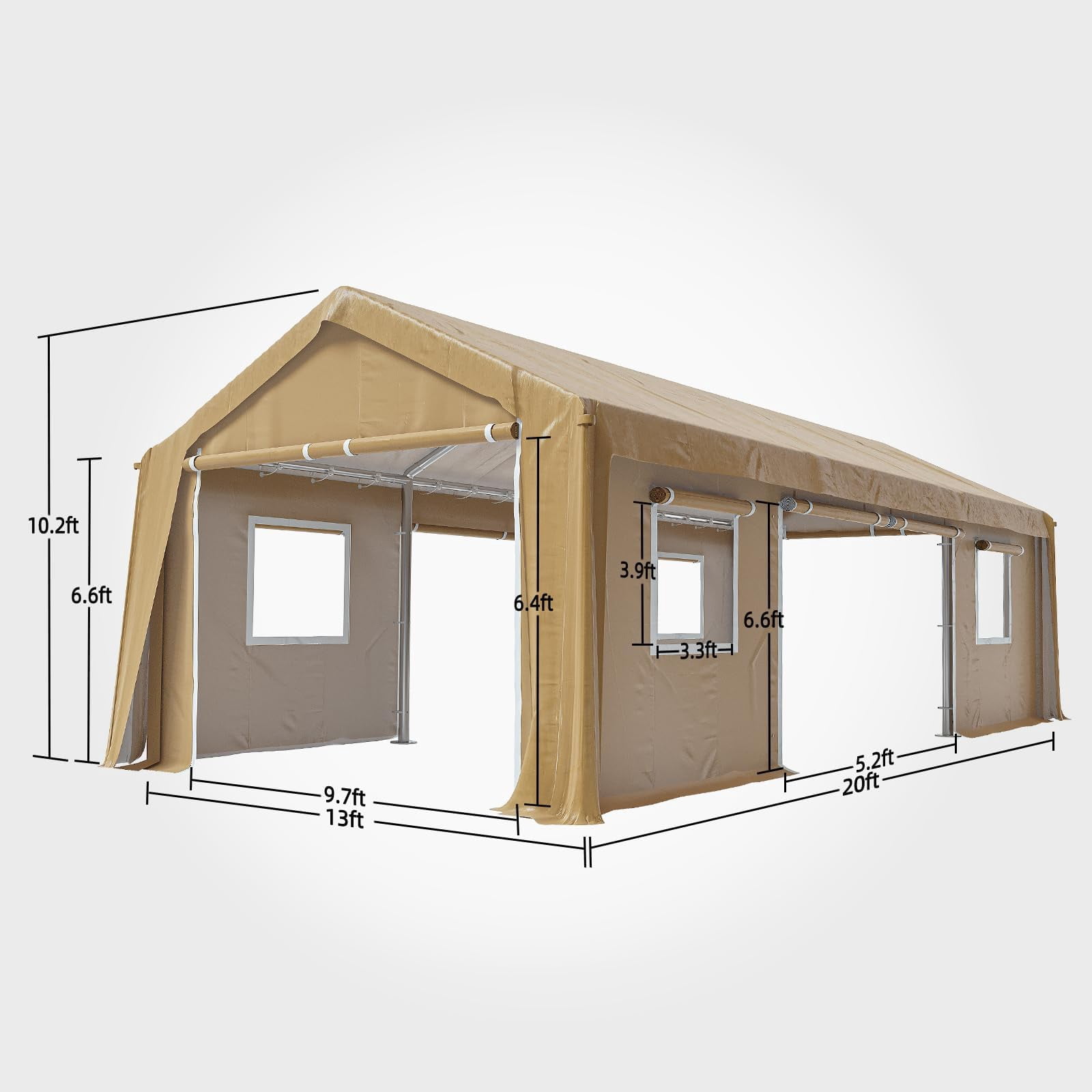 Luku Heavy Duty Portable Carport Garage, Galvanized Steel Frame, All ...