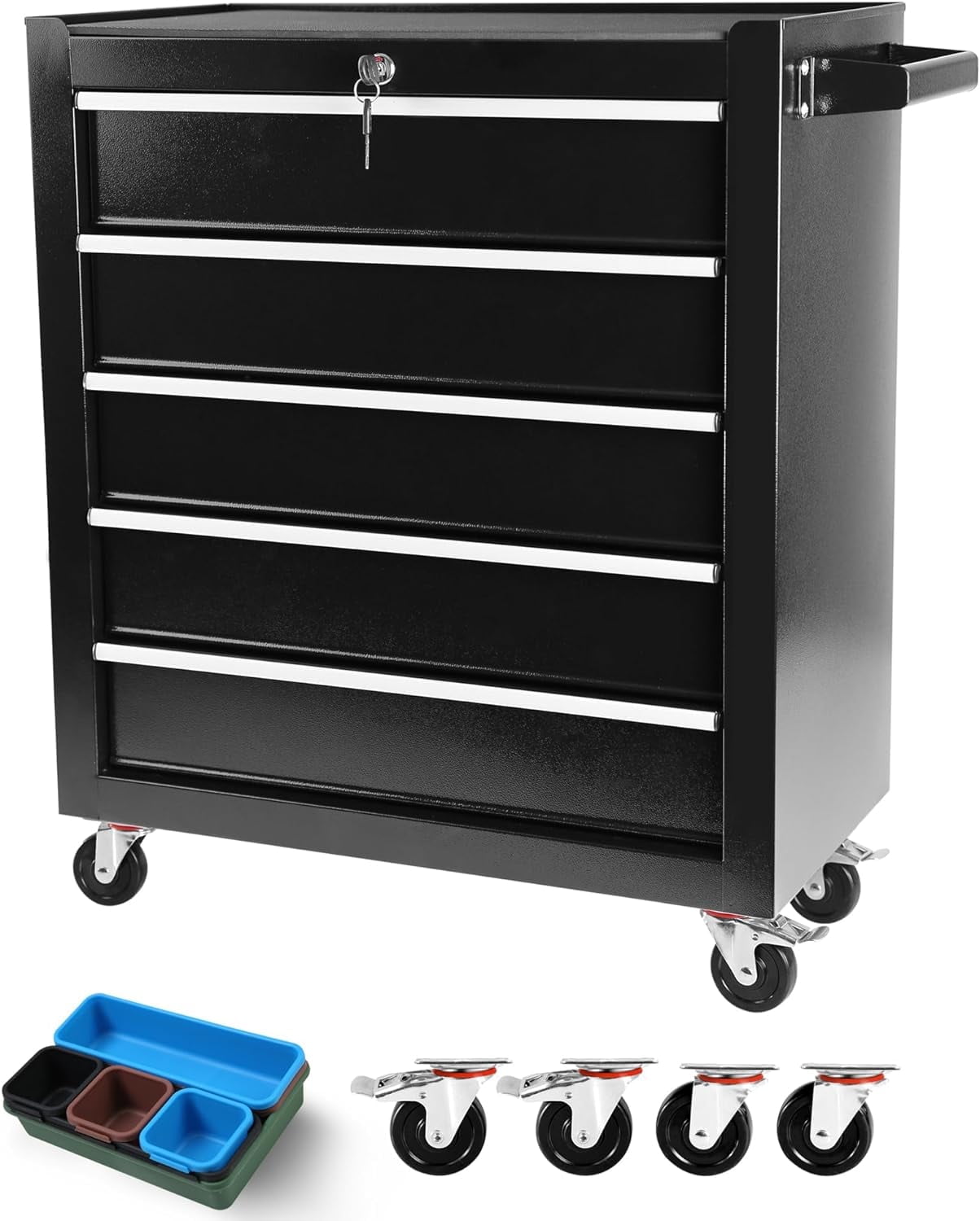Luku Mechanic Tool Cart - 5-Drawer Mobile Tool Storage with Smooth ...
