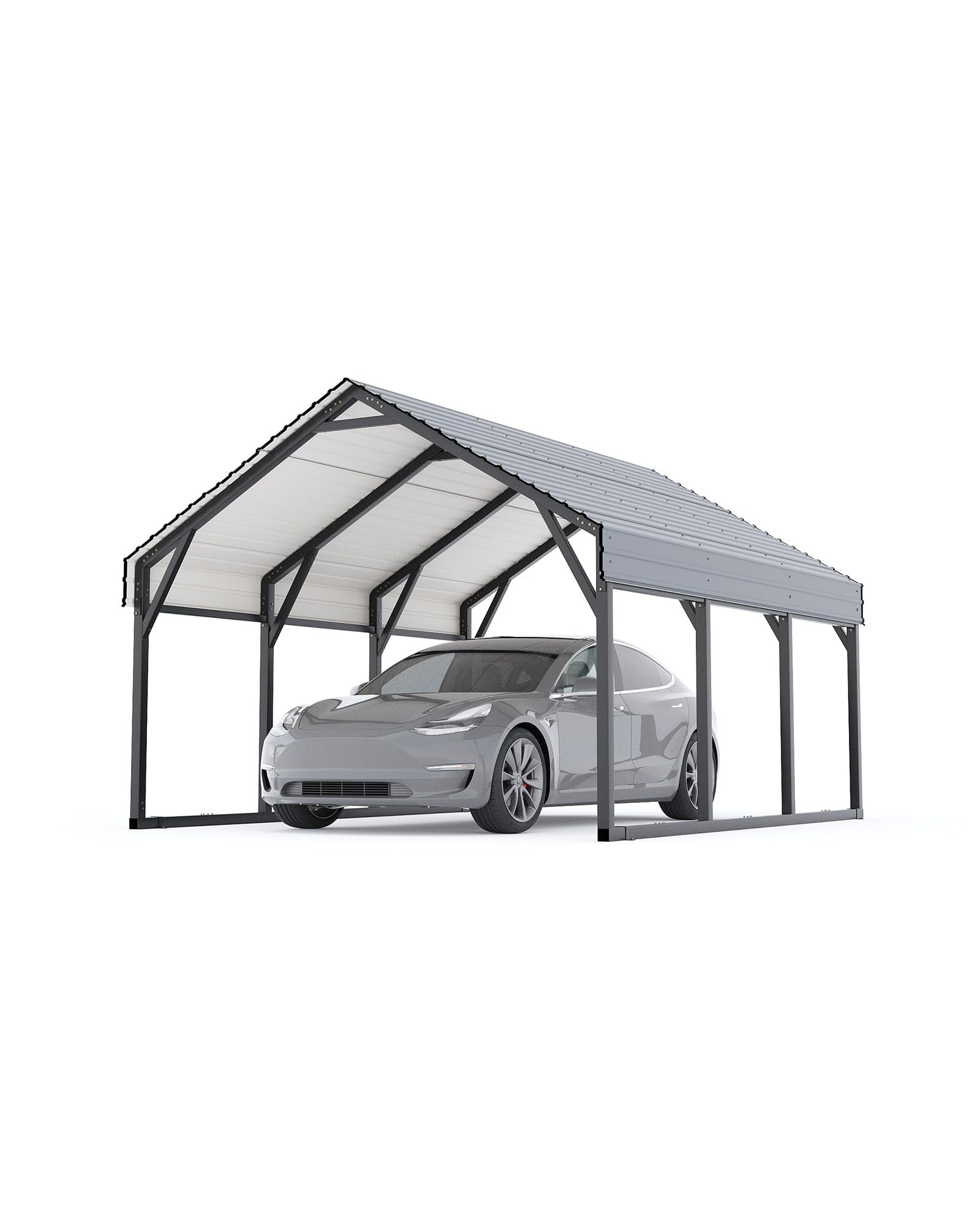 Luku Metal Carport, Heavy Duty Carport Reinforced Frame and Steel Roof ...