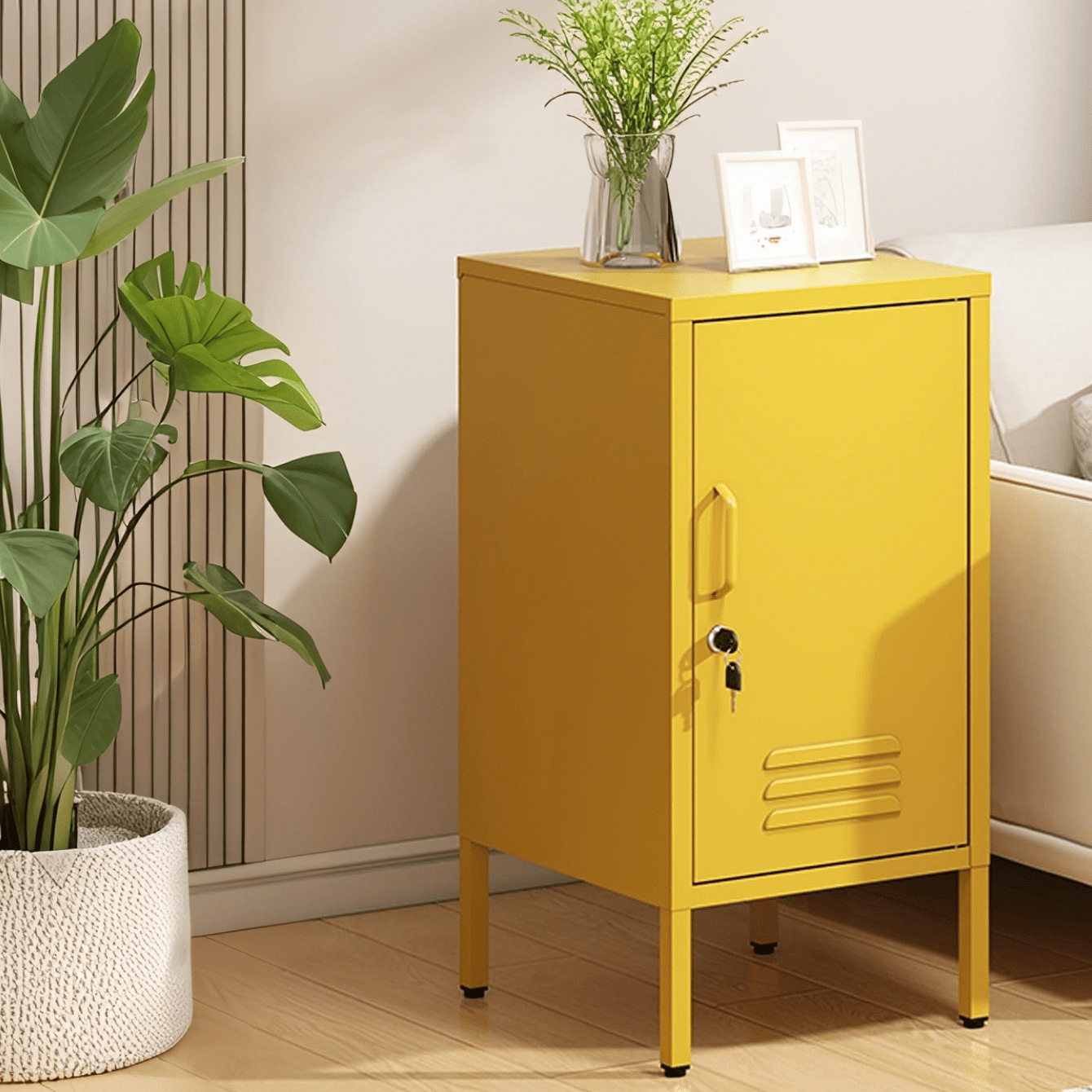 Luku Metal Locker End Table,Modern Minimalist Room Side Table with 2 ...