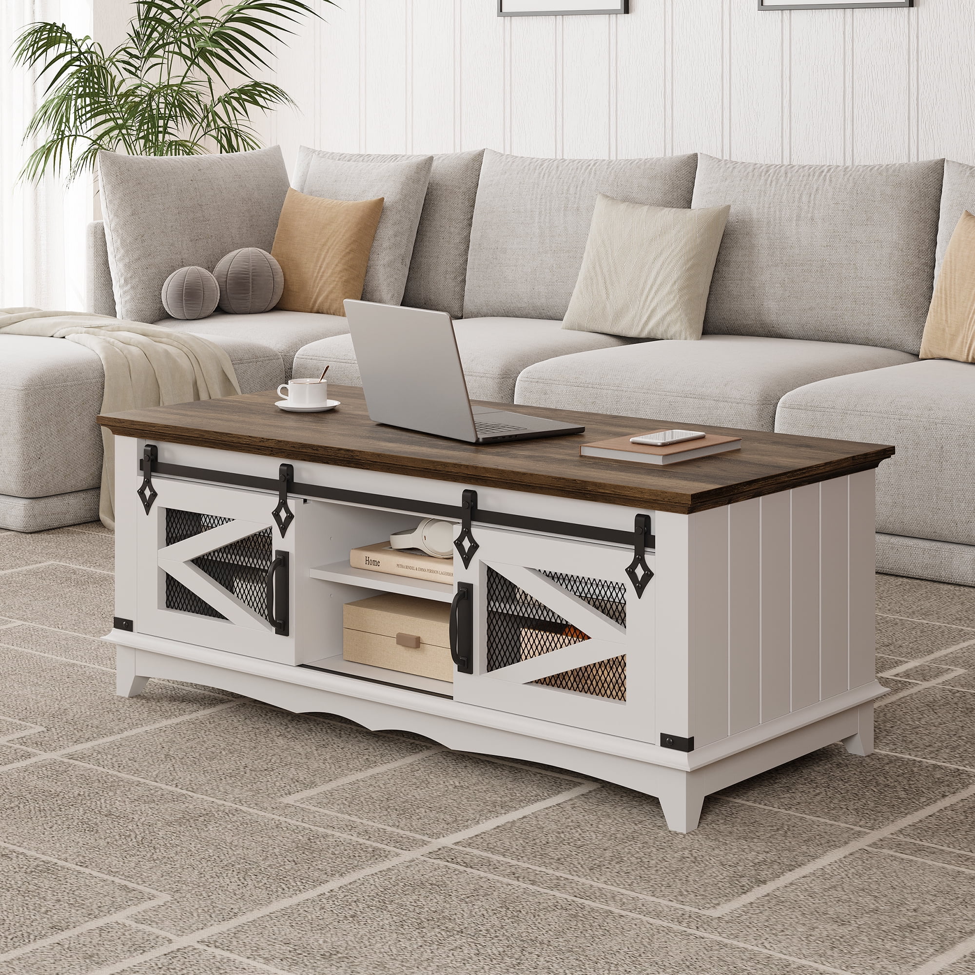 Luku Modern Coffee Table Large Cocktail Table Rectangular Center Table ...