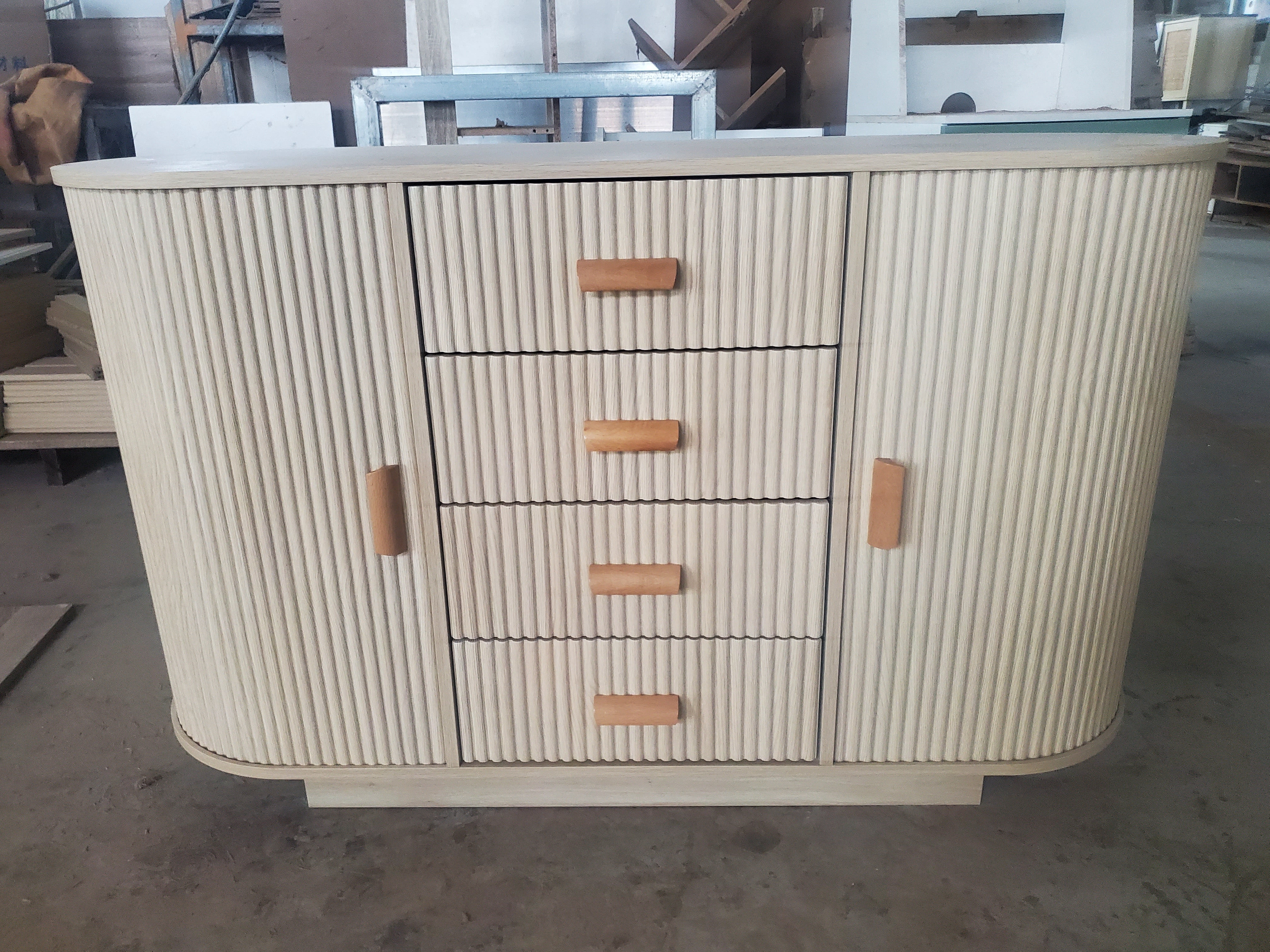 Luku Modern Wave Pattern Sliding Door Sideboard, Density Particle Board ...
