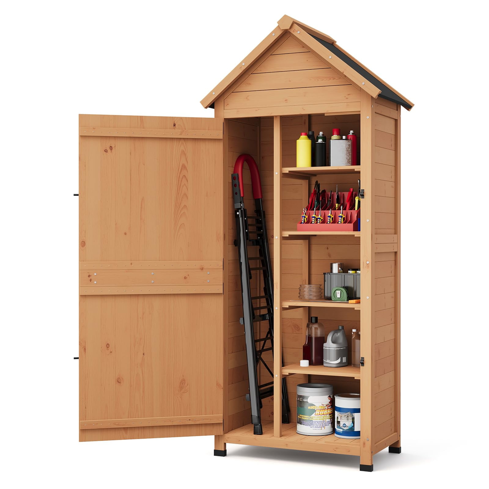Luku Outdoor Storage Shed, Small Waterproof Garden Tool Shed with 4 ...