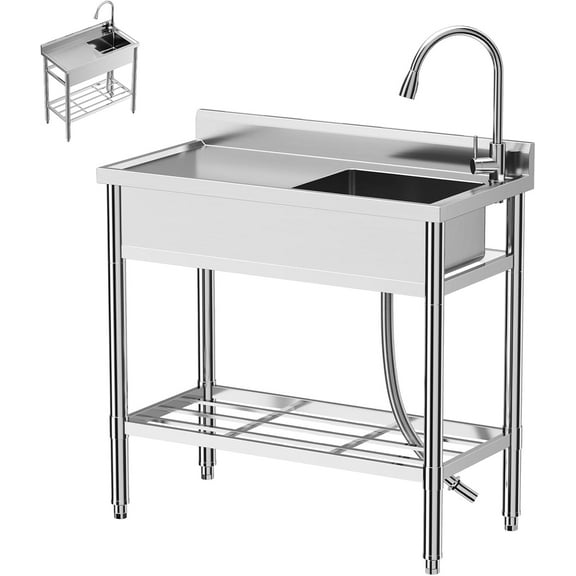 Stainless Steel Free Standing Sink, Heavy Duty Stainless Steel Laundry ...
