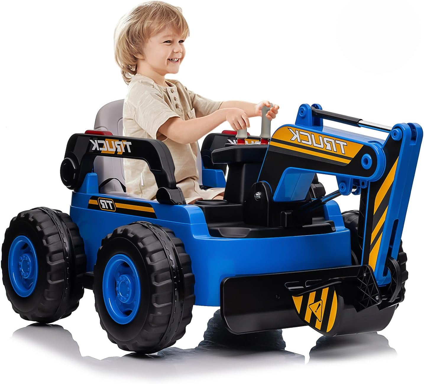 Luku Ride On Excavator for Kids, 4WD Electric Excavator Toy, 12V ...