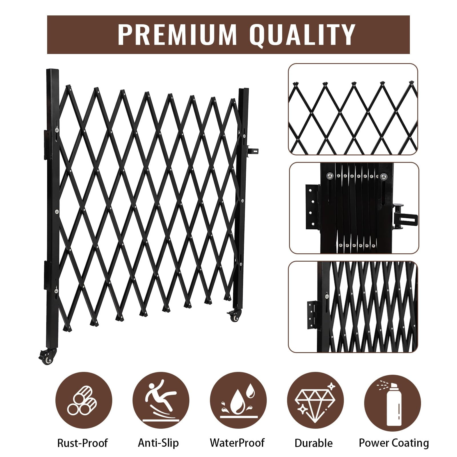 Luku Single Folding Security Door, Steel Accordion Gate with 360 ...
