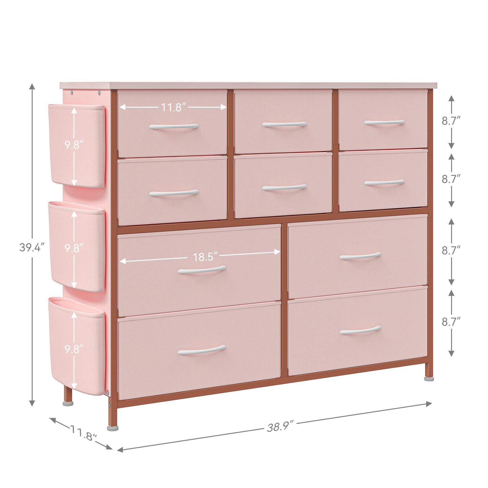 Luku Tall 10-Drawer Fabric Bin Dresser – Easy Assembly Storage Tower ...