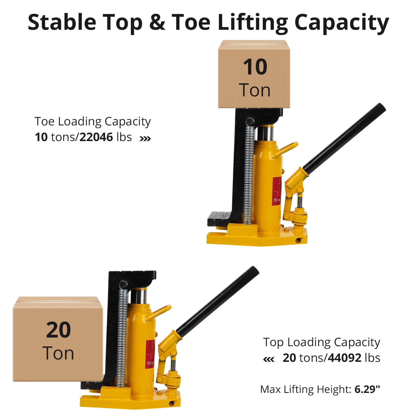 Luku Toe Jack 5 Ton/10 Ton, Hydraulic Jack with Manual Hand Pump, Air ...