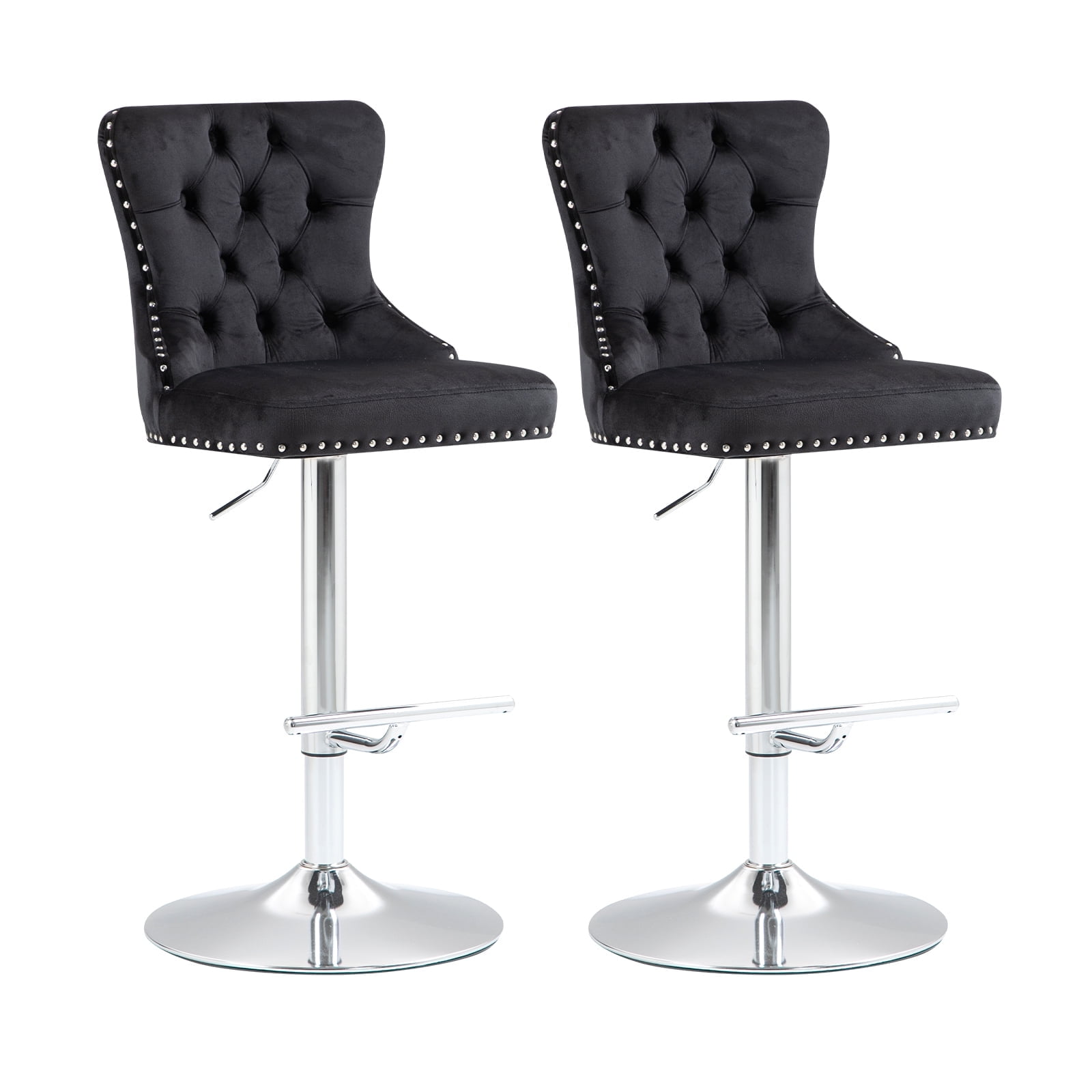 Luku Velvet Swivel Bar Stools - Ergonomic Design with Tufted Back and ...