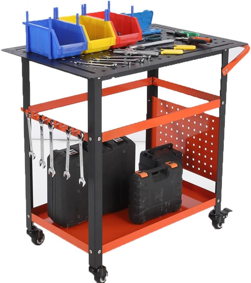 Luku Versatile Welding Workbench with Double Storage, Hooks, and Easy ...