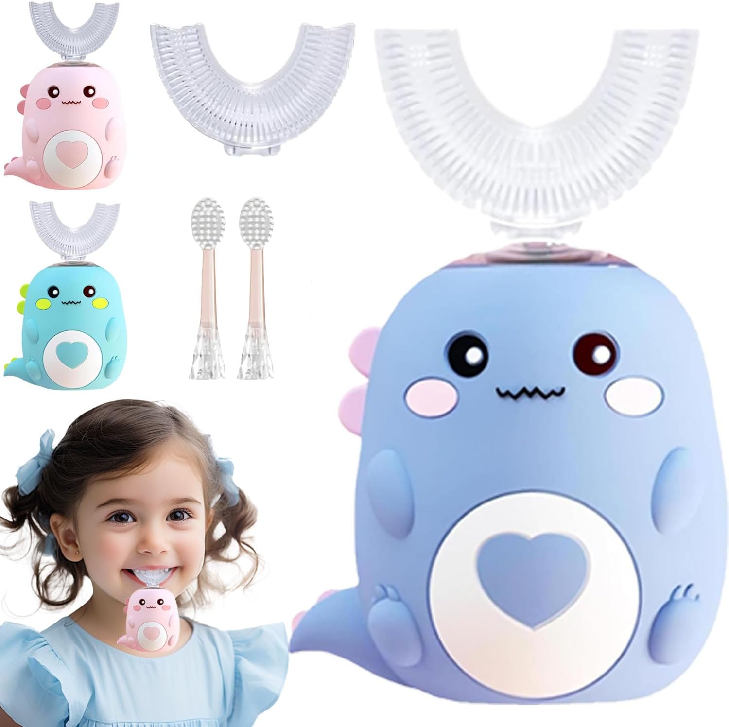 Lulabini Toothbrush, Dino Brush for Kid,U Shaped Toothbrush Kids ...