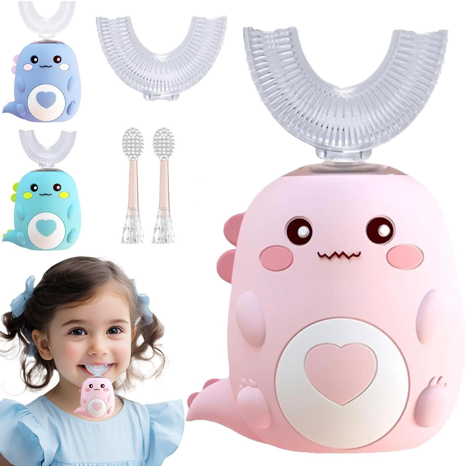 Lulabini Toothbrush, Dino Brush for Kid,U Shaped Toothbrush Kids,Dinobrush 360 Kids Ultrasonic ...