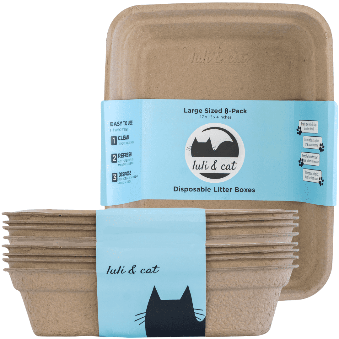 Luli & Cat Disposable Litter Boxes for Cats | Size Large 8-Pack ...
