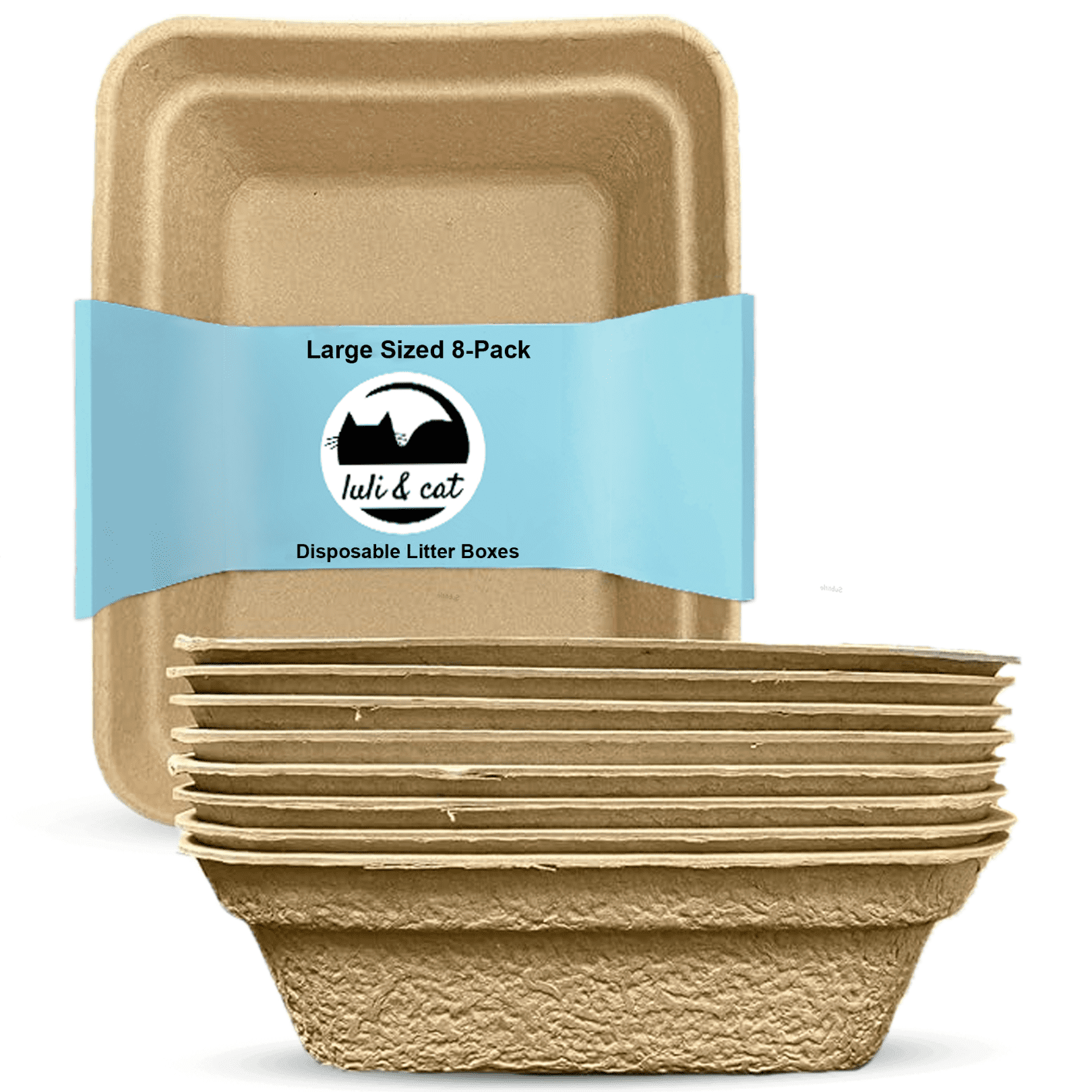 Luli & Cat Disposable Litter Boxes, Large 8-Pack, Recycled Cardboard ...