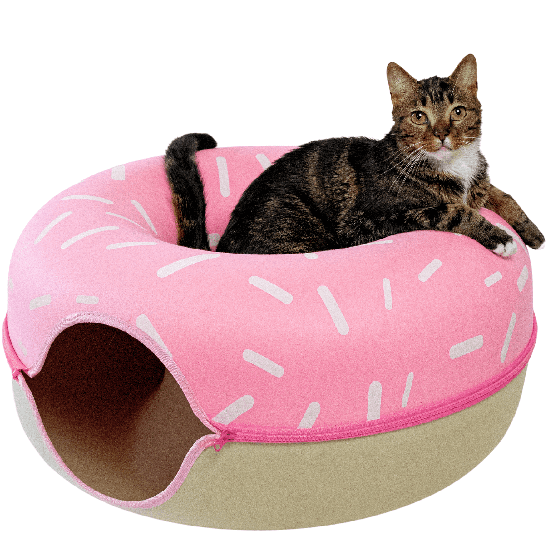 Luli & Cat Sprinkled Donut Cat Tunnel Bed | Large Cat Tunnel Hideaway ...