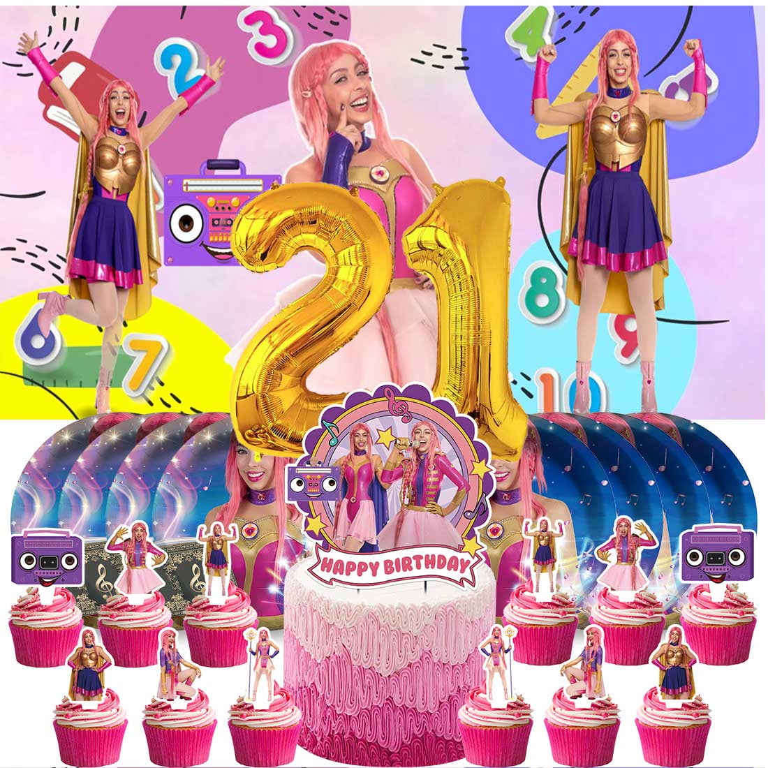 Luli Pampin Balloons Party Supplies 21th Decor Tableware Birthday Cake ...