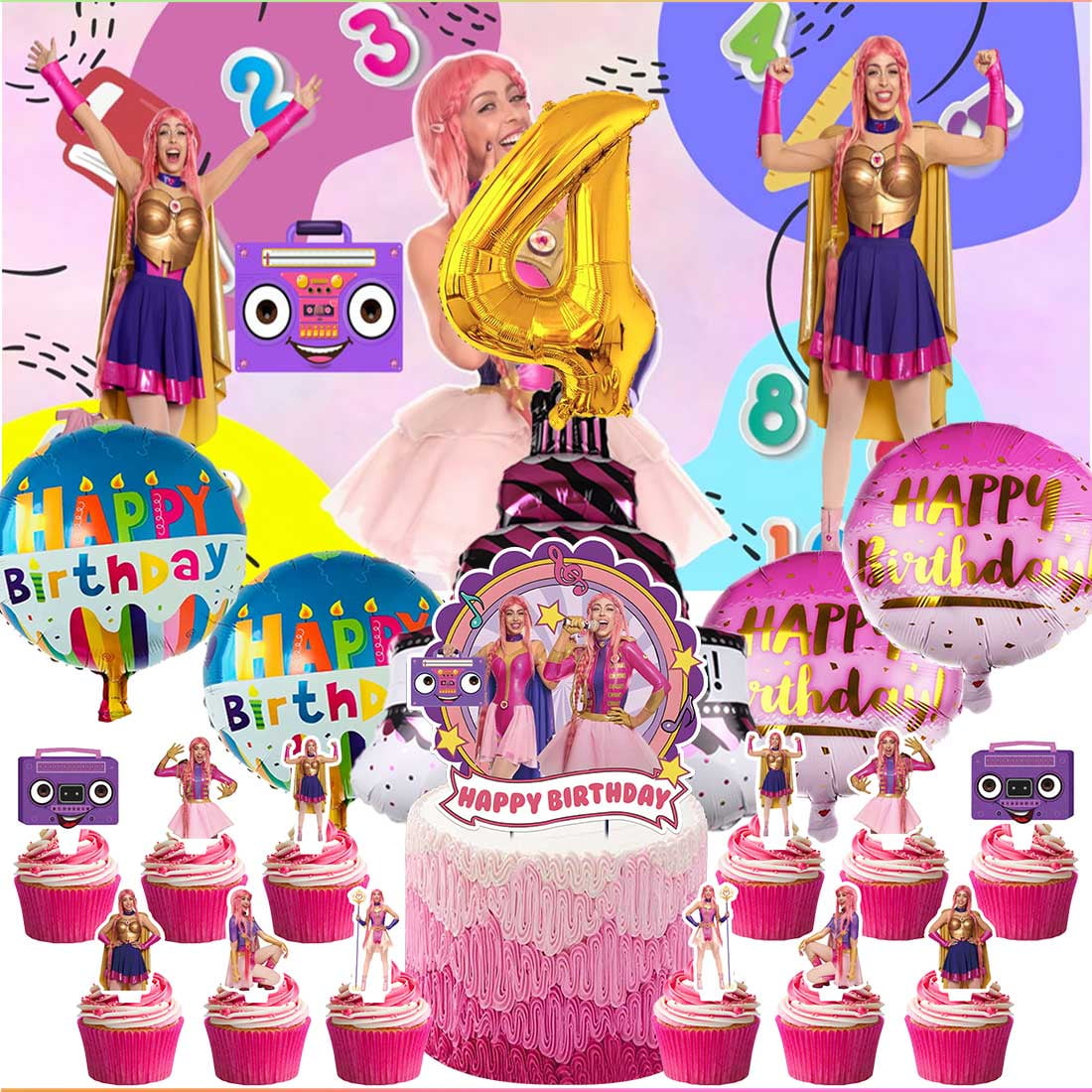 Luli Pampin Party Supplies Decor 4th Kit Balloons Birthday Cake Topper ...