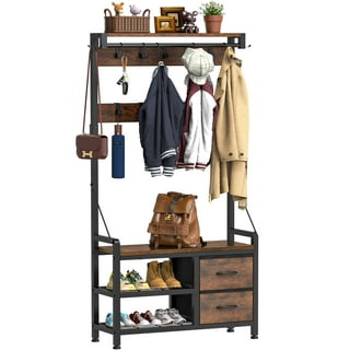 Hall Tree with Entryway Bench with Coat Rack Freestanding Shoe Rack ...
