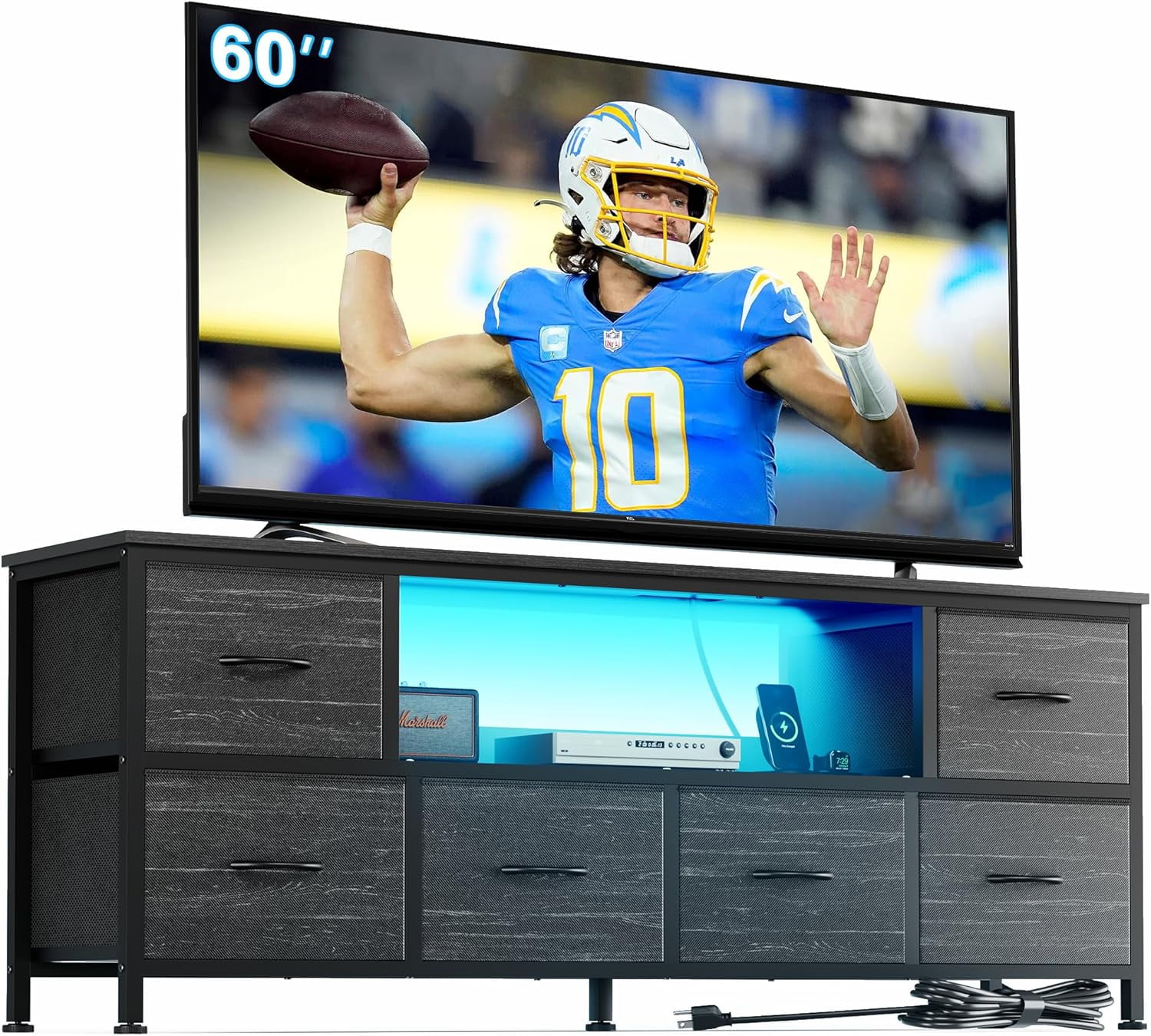 Lulive Bedroom TV Stand Dresser LED, 6 Drawers Dresser TV Stand for 50 ...