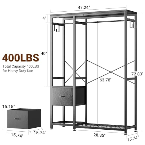 Lulive Clothes Rack, Heavy Duty Garment Rack for Hanging Clothes ...