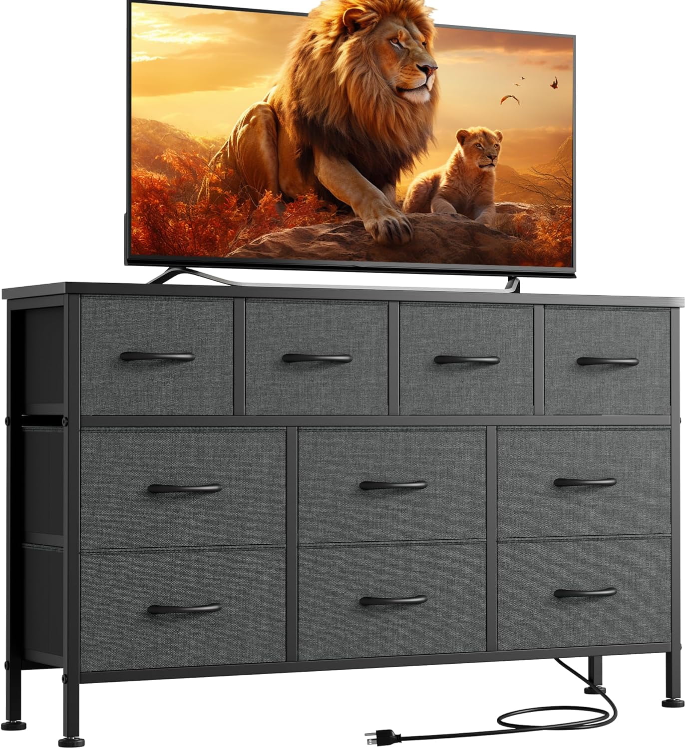 Lulive Dresser for Bedroom 10 Drawer Bedroom TV Stand with Power Outlet ...