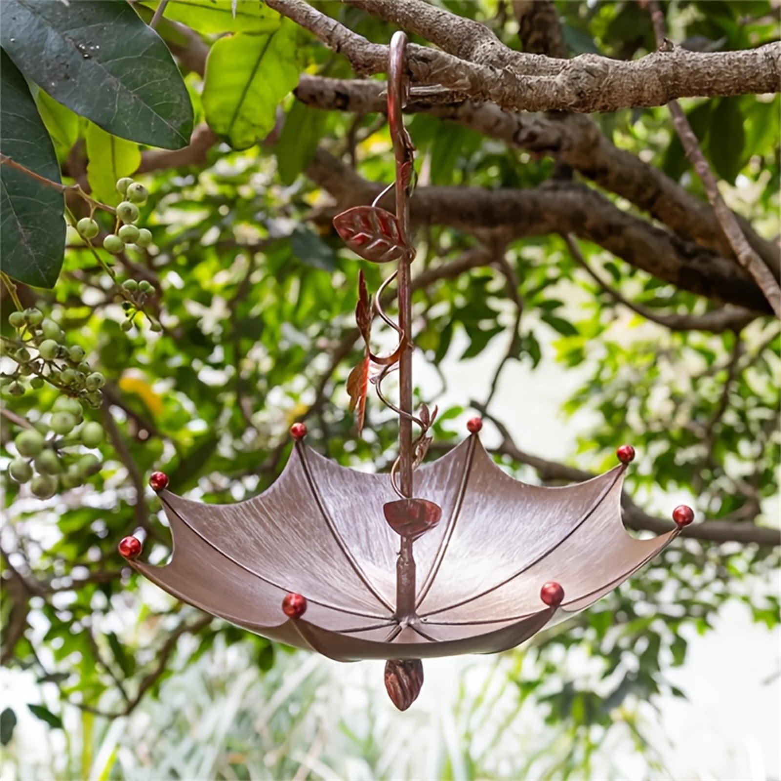 Lullaby Umbrella Bird Feeder Elegant - Hanging Metal Bowl with ...