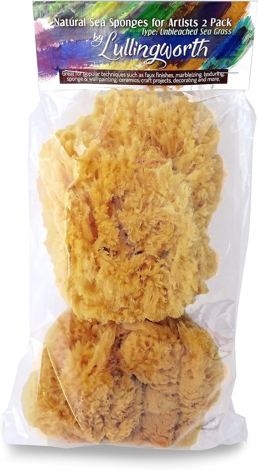 "Lullingworth Natural Sea Sponges 2pc Value Pack - 5""-5.5"" Unbleached ...