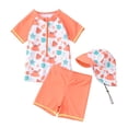 Lullu Boys 3 Piece Swimsuit UPF 50+ Short Sleeve Rash Guard Swim Shorts ...