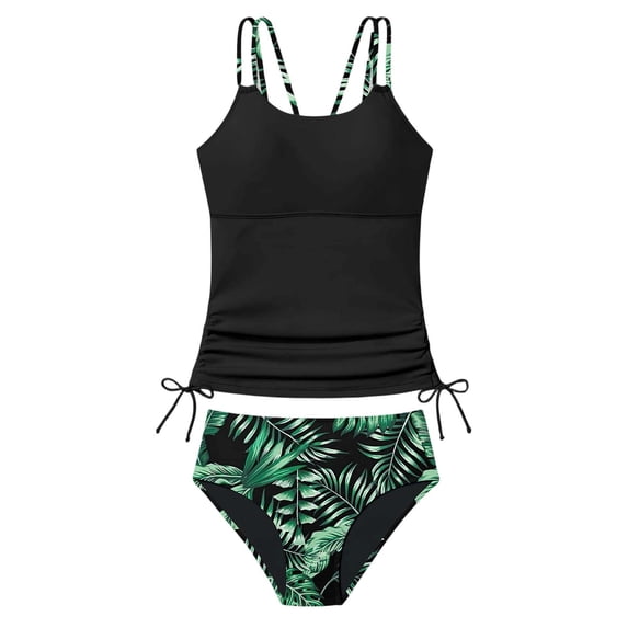 Lullu Girls Tankini Swimsuit 2-Piece Adjustable Strap Bathing Suit with ...