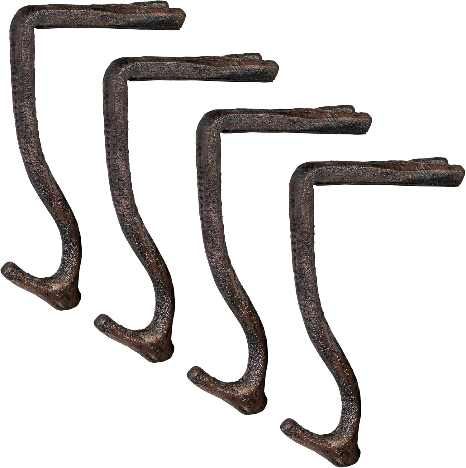 Lulu Decor Cast Iron Mantel Stocking Holders, Antique Brown, Set of 4 ...